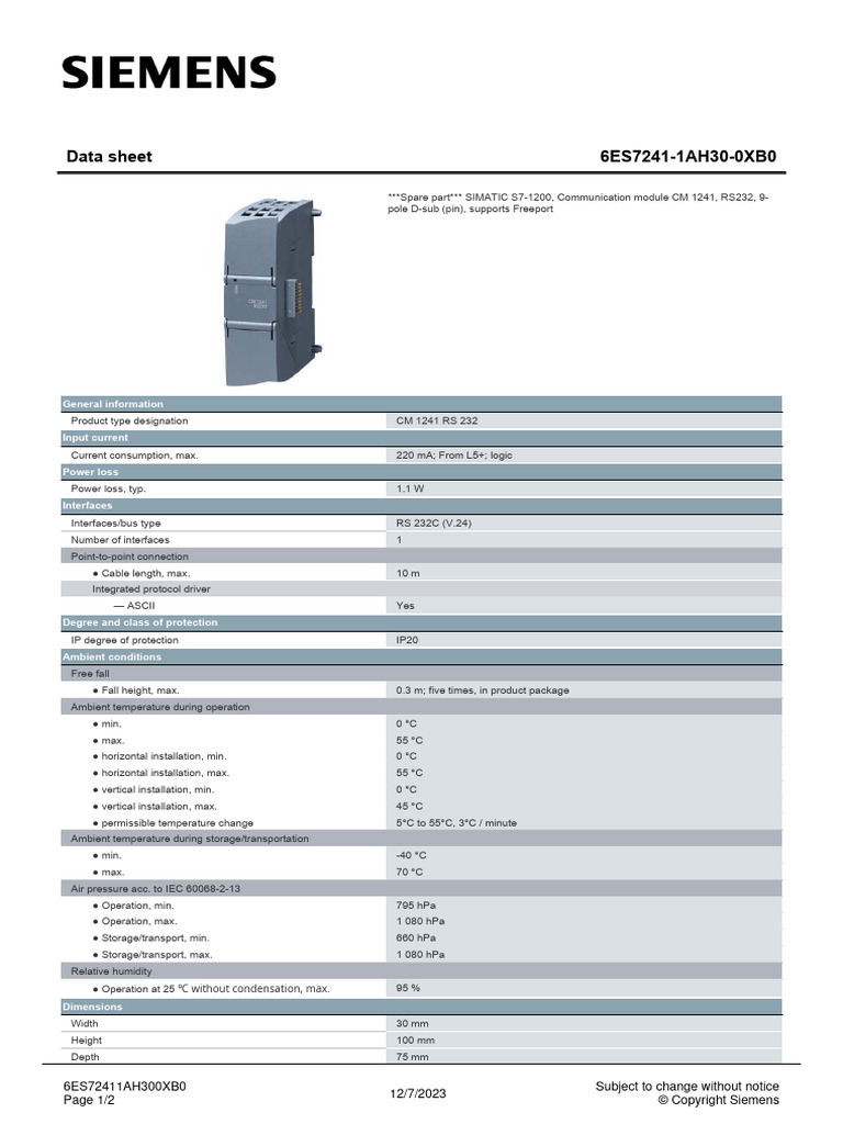 6ES72411AH300XB0 Datasheet en | PDF | Electronics | Computer Engineering