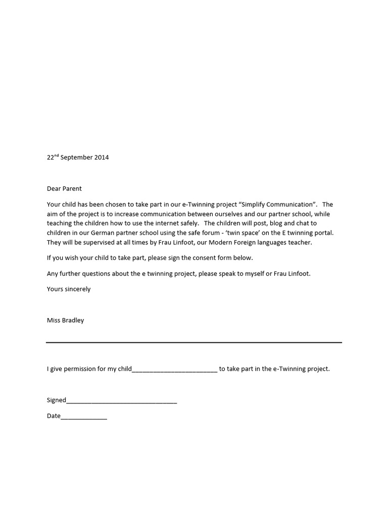 Parent Consent for e-Twinning | PDF | Career & Growth | Social Science