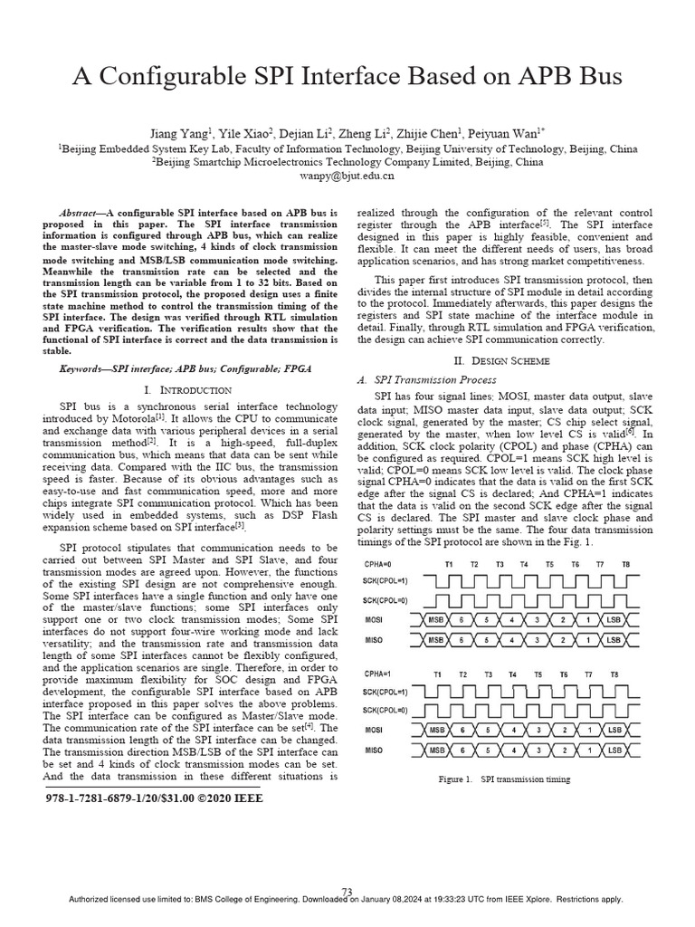 A Configurable SPI Interface Based On APB Bus | PDF