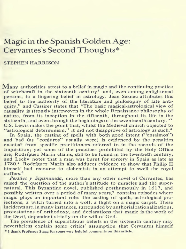 HARRISON - Magic in The Spanish Golden Age - Cervantes S Second ...