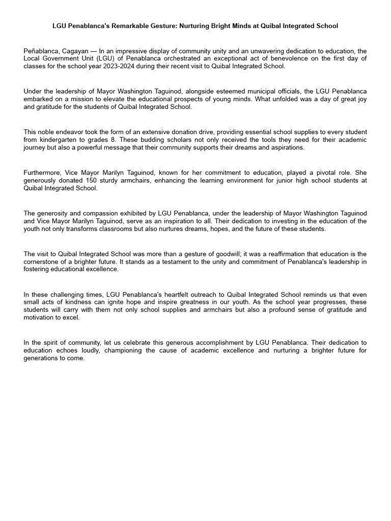 LGU Penablanca | PDF