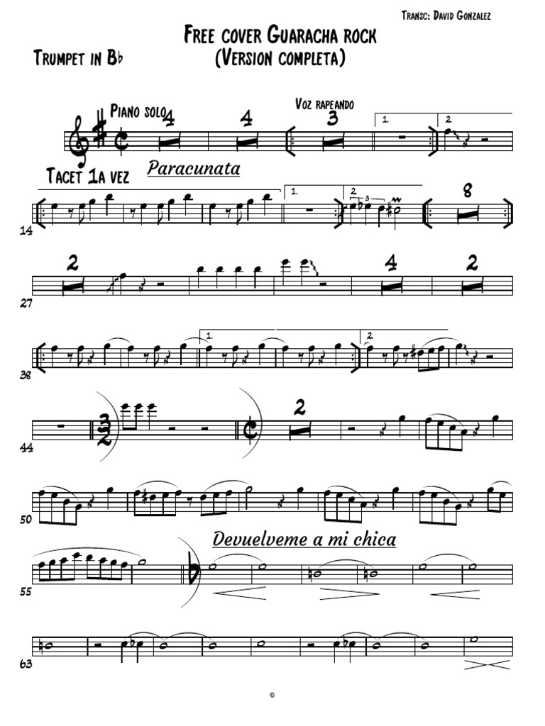 Guaracha Rock Score Cplto - Trumpet in BB | PDF