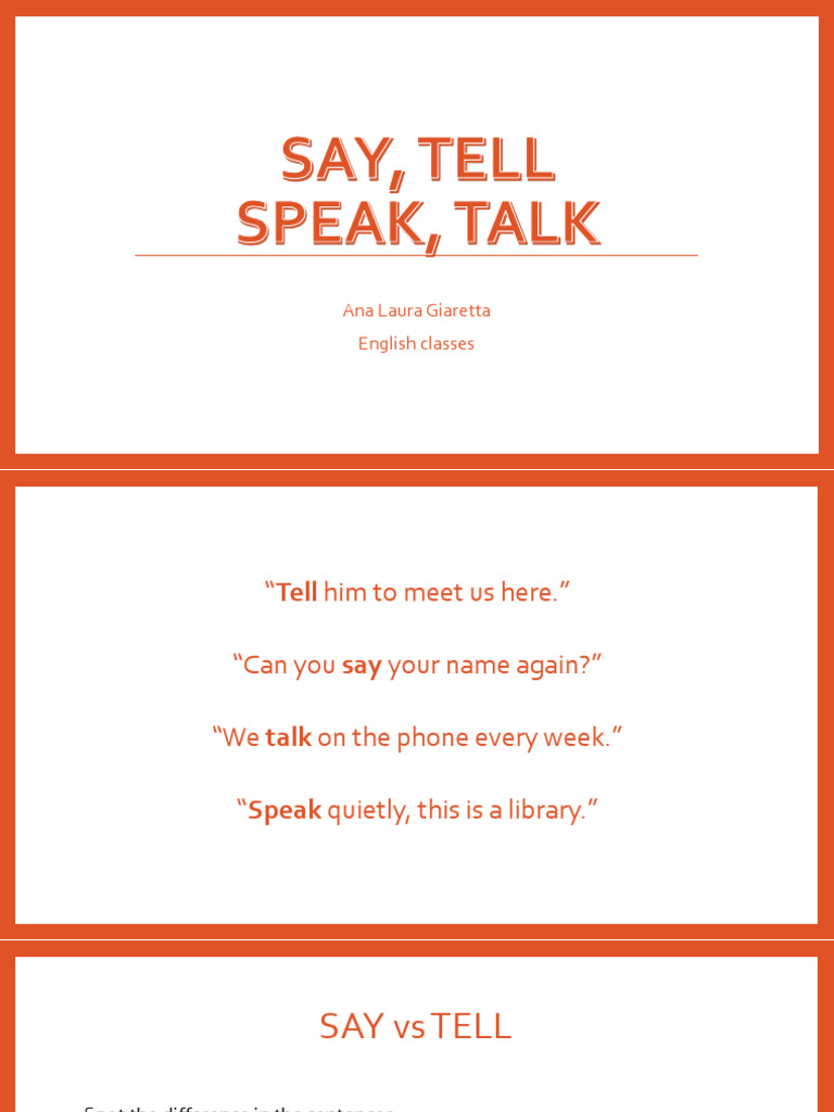 English: Say, tell, speak, talk | PDF | Language Mechanics | Language ...
