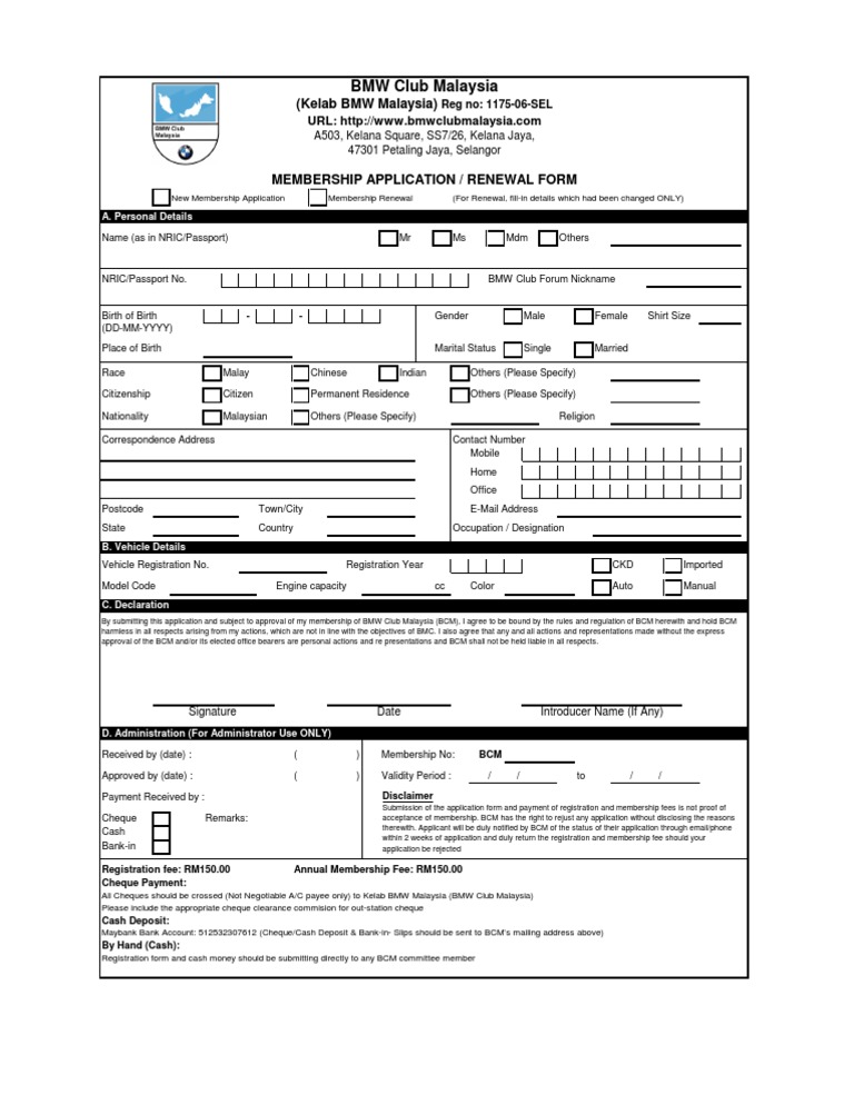 Application Form | Download Free PDF | Cheque | Payments