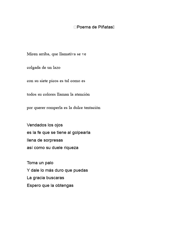 Poema de Piñatas Coloridas | PDF