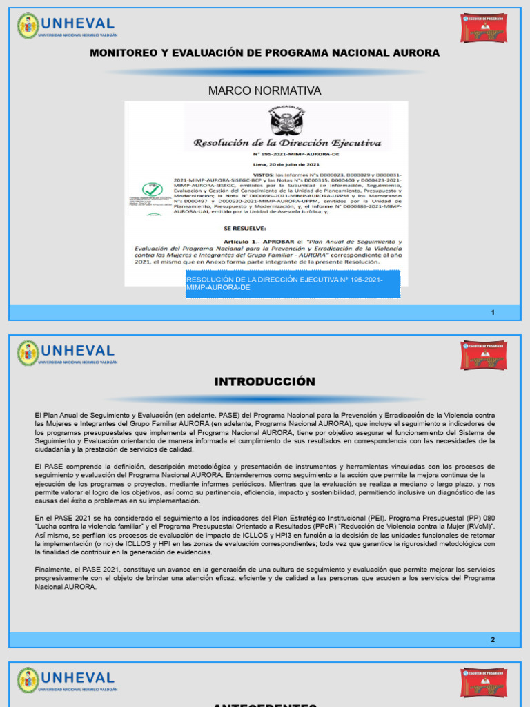 Monitoreo y Evaluación de Programa Nacional Aurora | PDF | Monitoreo y evaluación | Evaluación