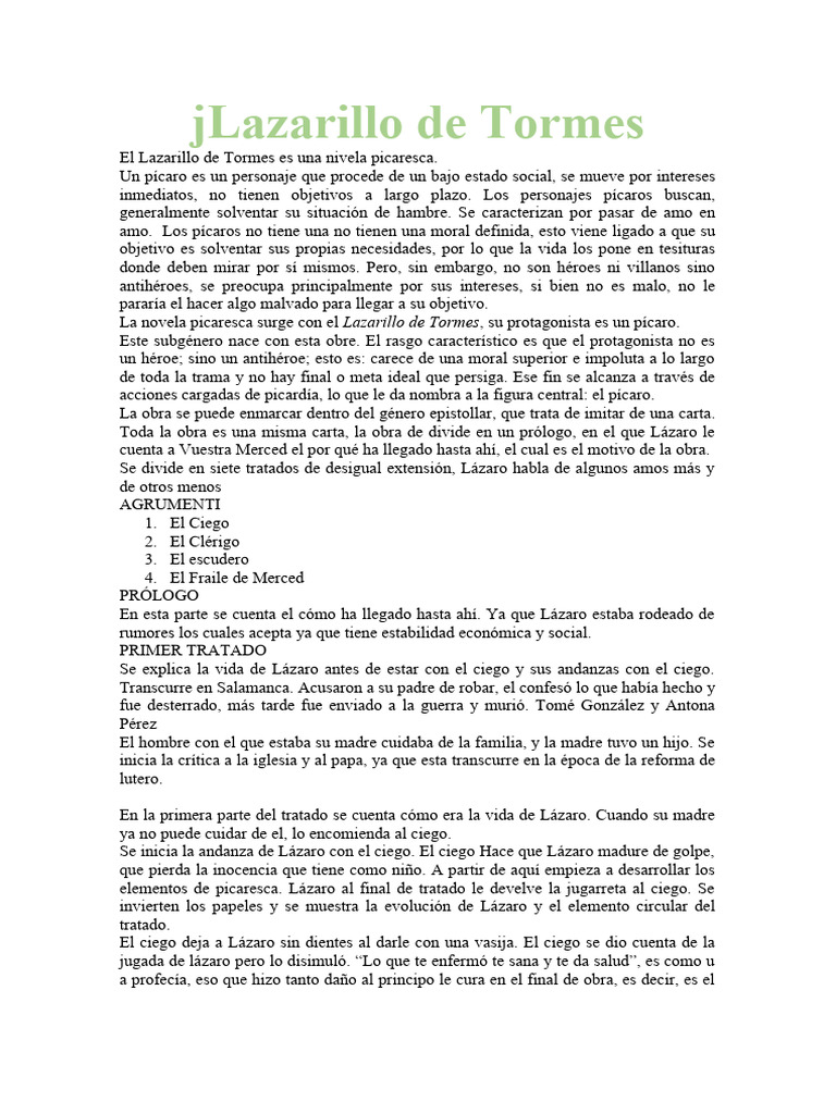 Lazarillo de Tormes | PDF | Ficción general
