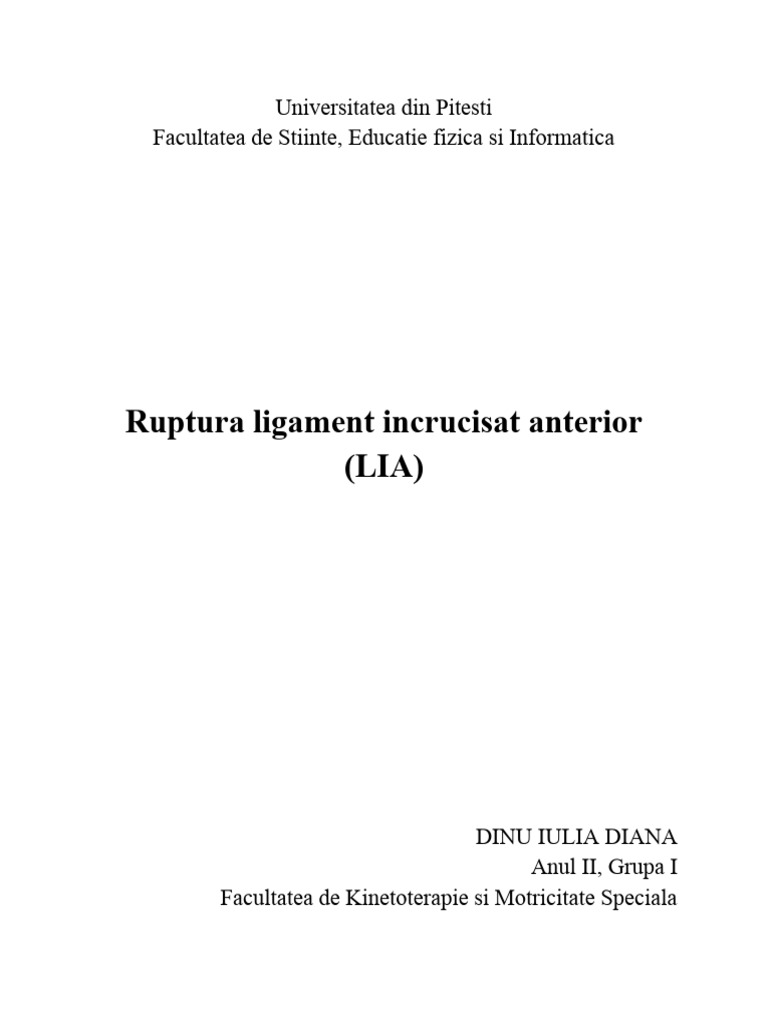 Ruptura Ligament Anterior (LIA) | PDF