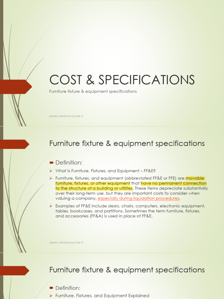 Cost & Specifications - 07 | PDF