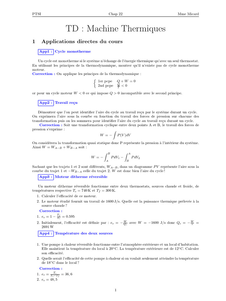 TD Machine Thermique | PDF