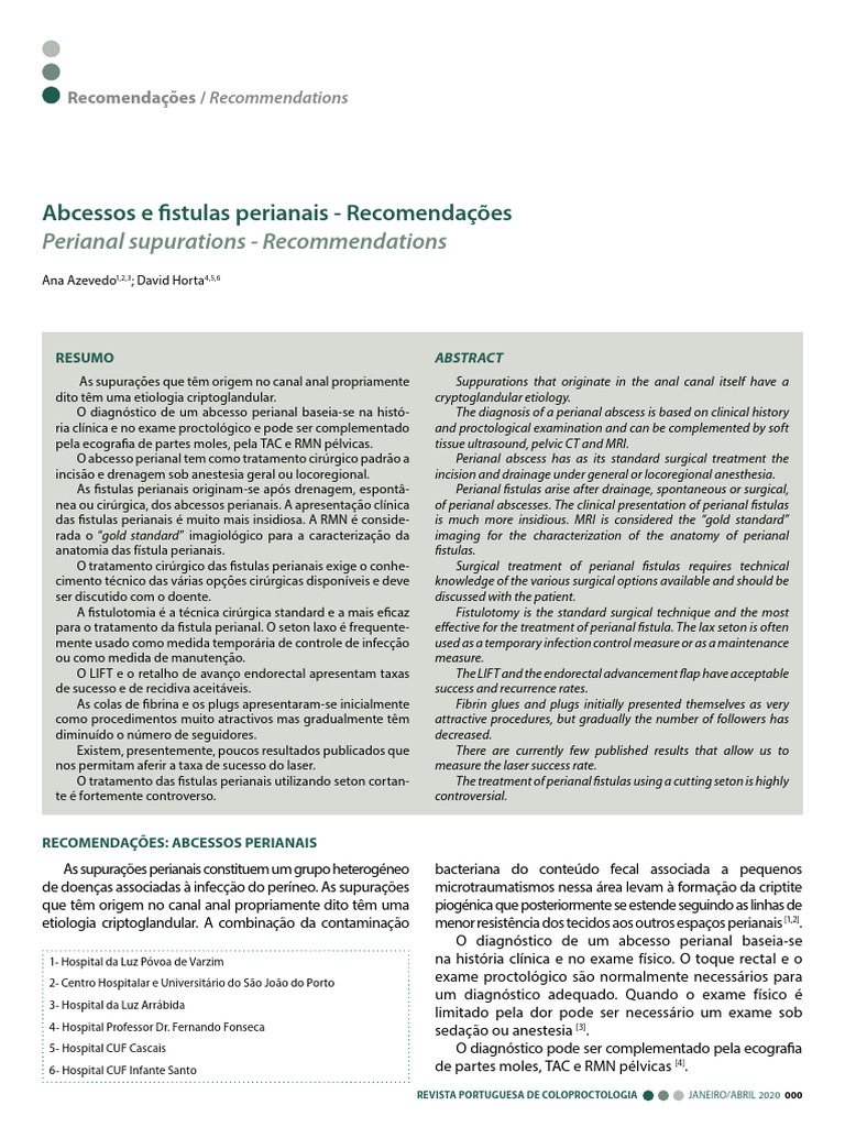Recomendações para Abcessos e Fístulas Perianais | PDF | Ciências e ...