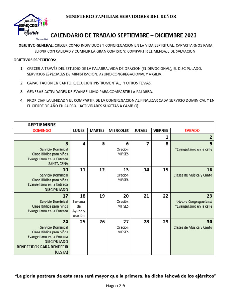 Plan de Trabajo Sep-Dic 2023 Mifses-1 | PDF
