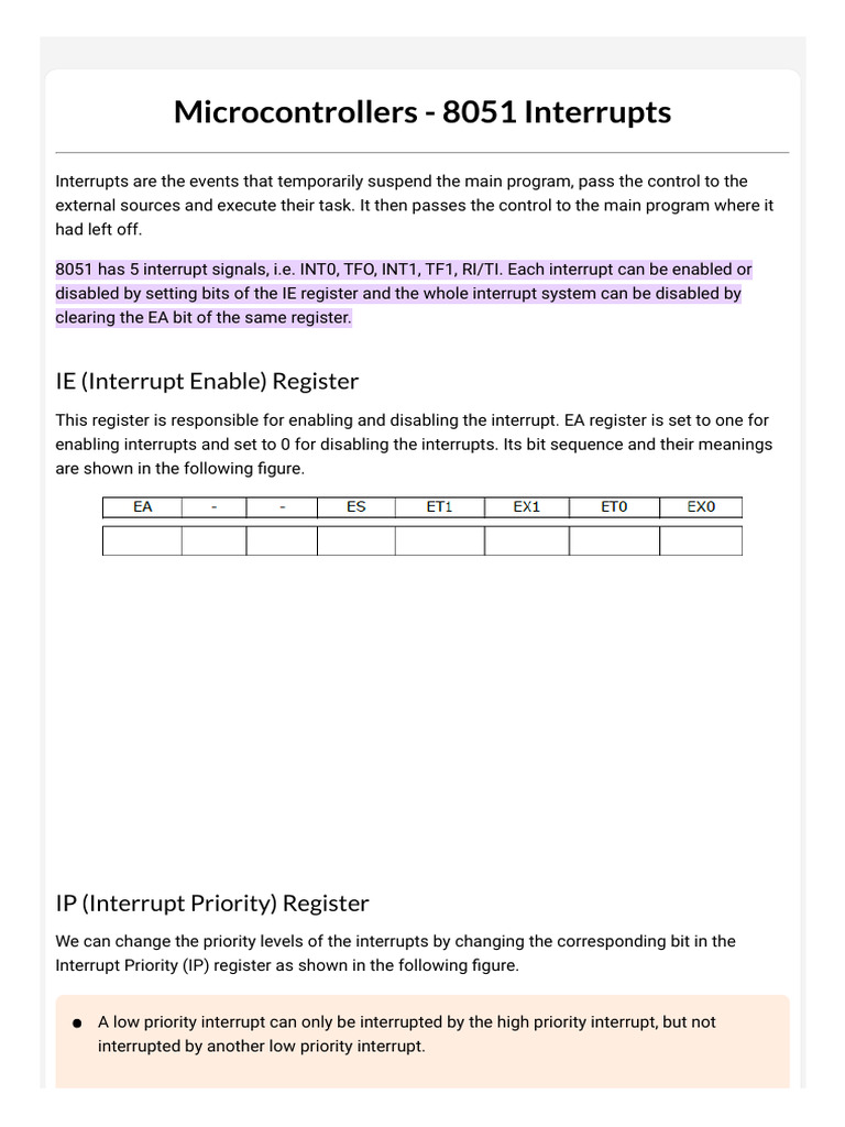 Microcontrollers - 8051 Interrupts | PDF Microcontrollers - 8051 Interrupts | PDF
