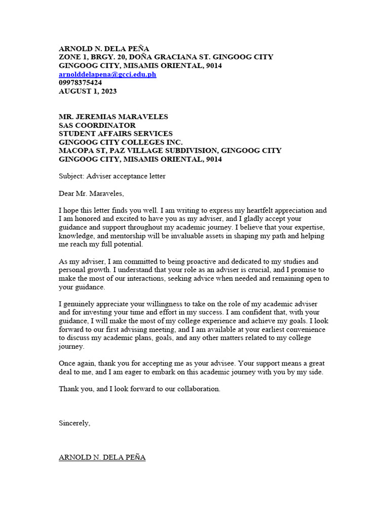 Sas Acceptance Letter | PDF