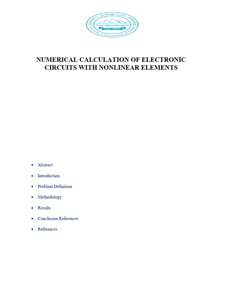 Numerical Calculation of Electronic Circuits With Nonlinear Elem | PDF