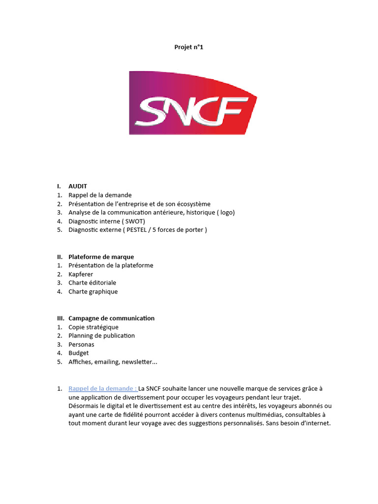 Projet N°1 SNCF | PDF