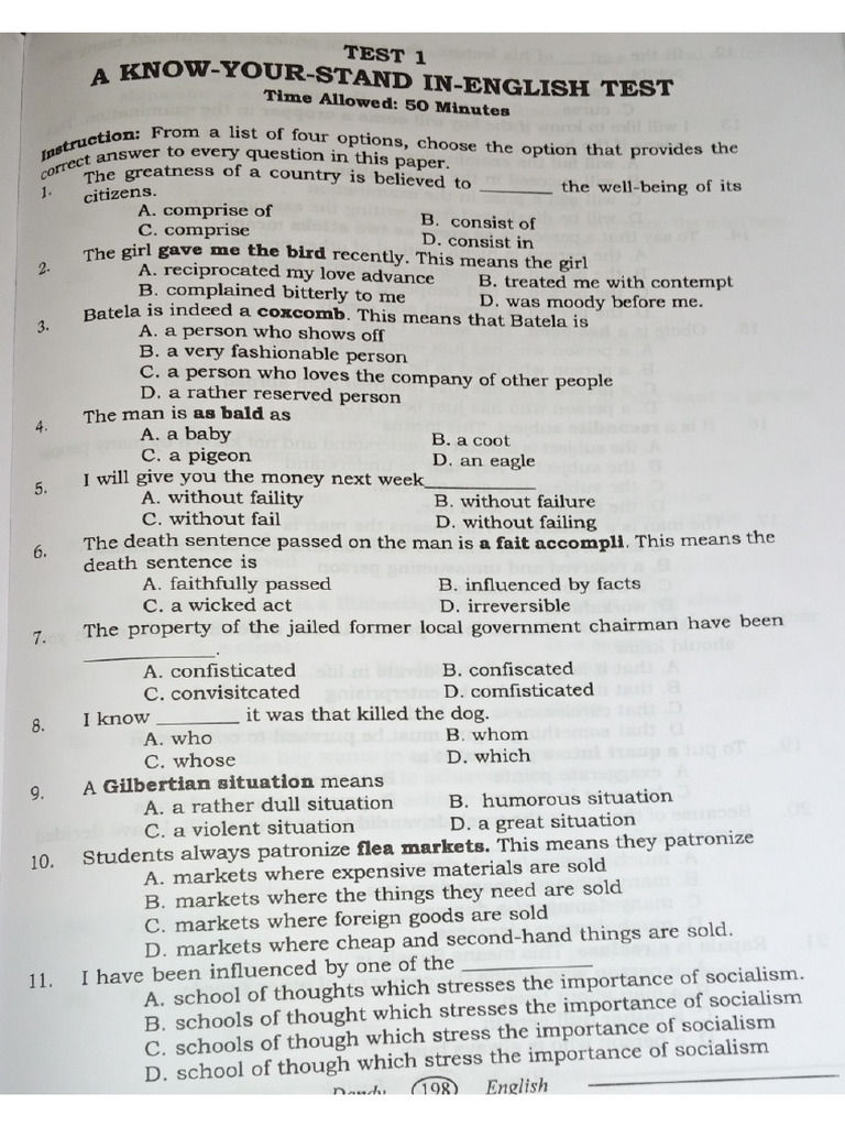 Dandy English (Test Section) | PDF