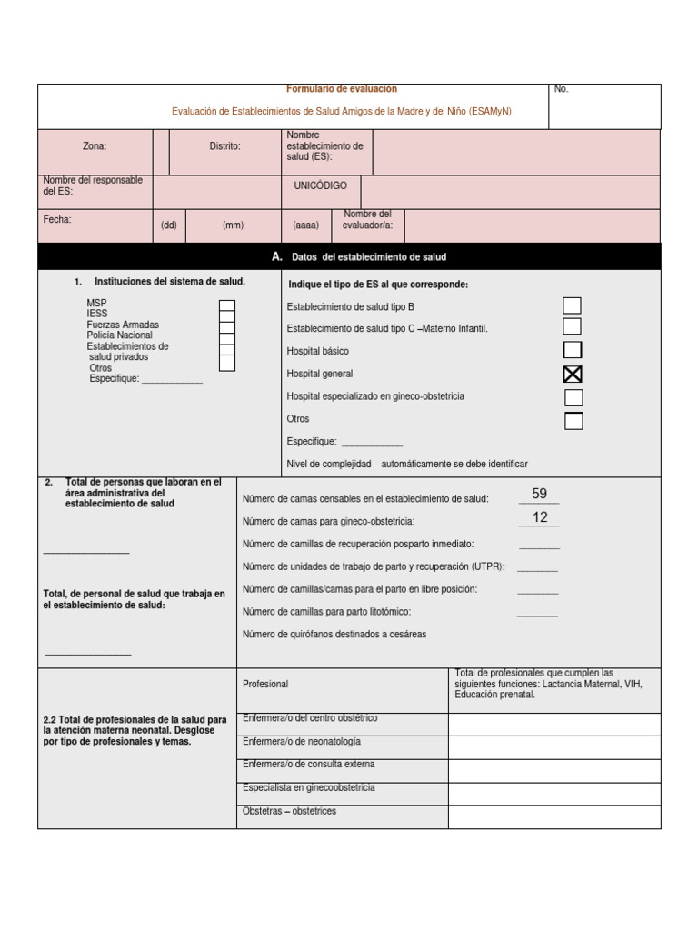 Formulario - Evaluacion ESAMYN | PDF