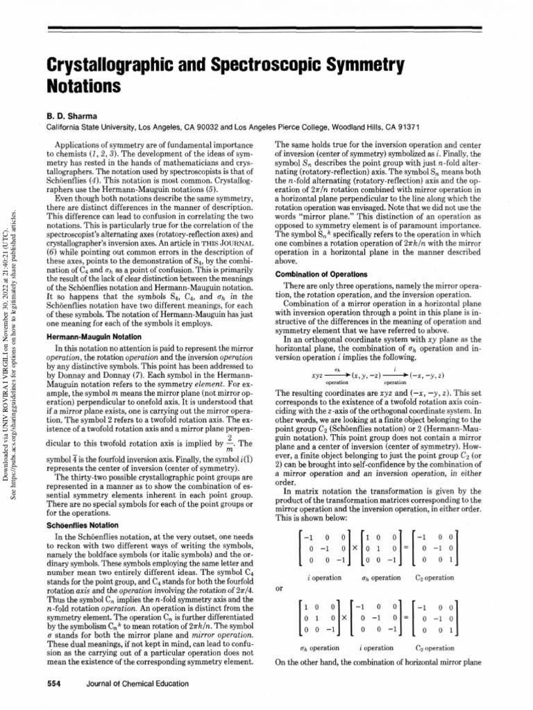 Crystallographic and Spectroscopic Symmetry | PDF