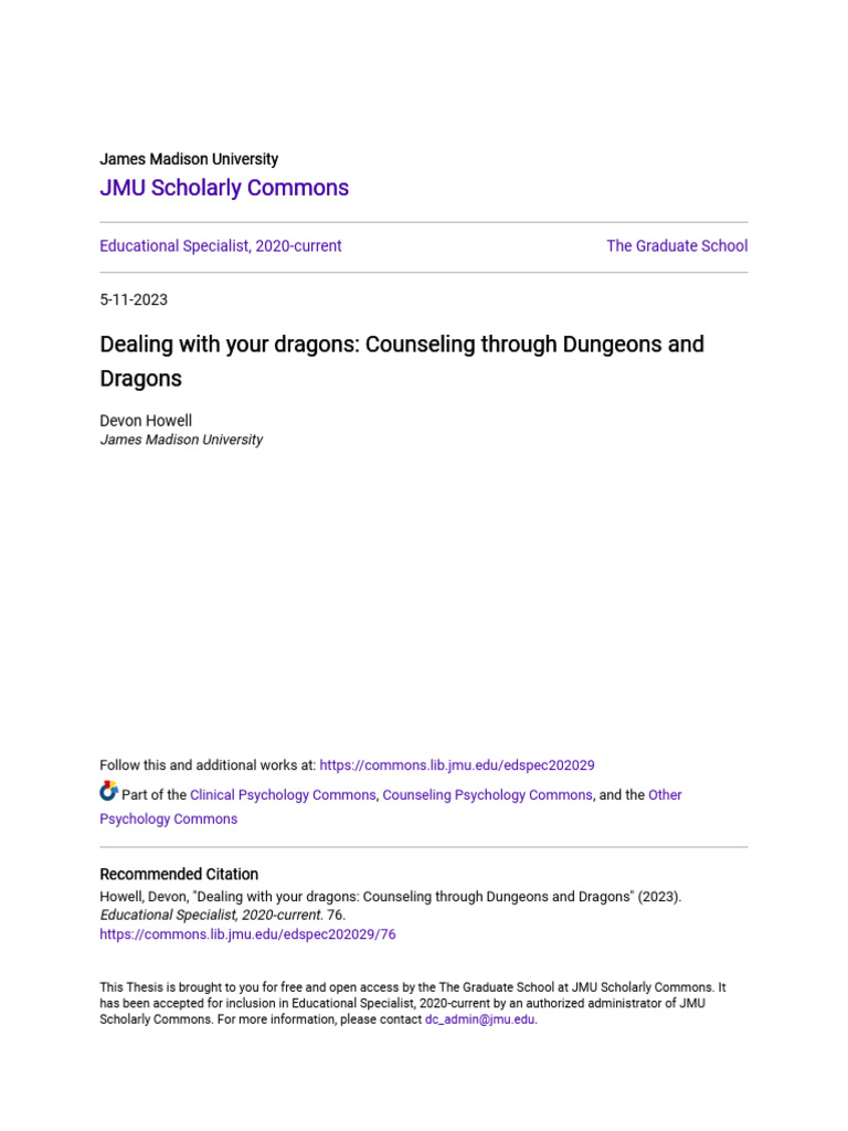 Dealing With Your Dragons - Counseling Through Dungeons and Dragon | PDF