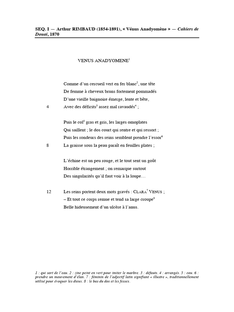 E.T. Vénus Anadyomène | PDF