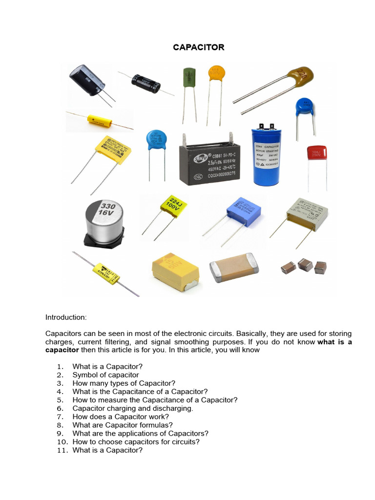 Types and Functions of Capacitors | PDF