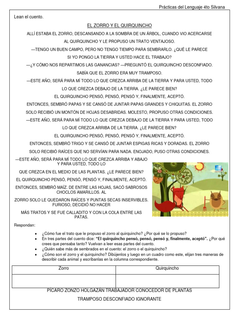 El Zorro y El Quirquincho | PDF