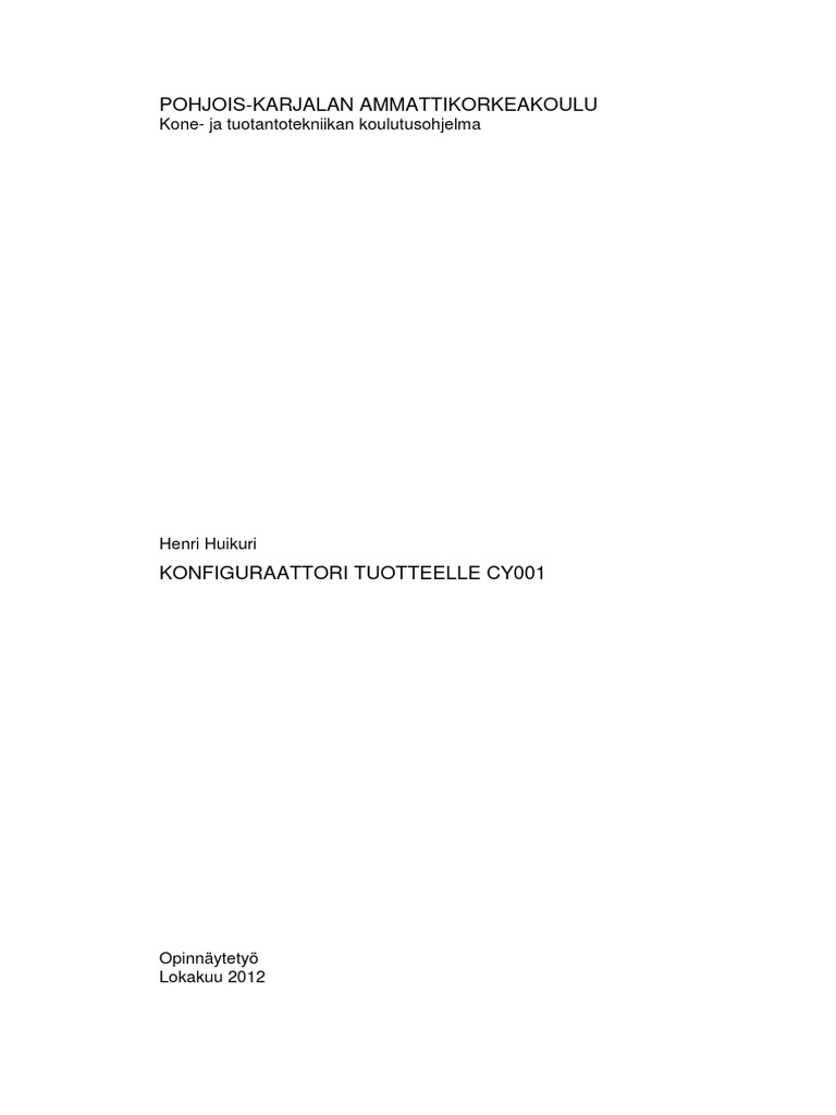 Henri Huikuri - Konfiguraattori Tuotteelle CY001 | PDF