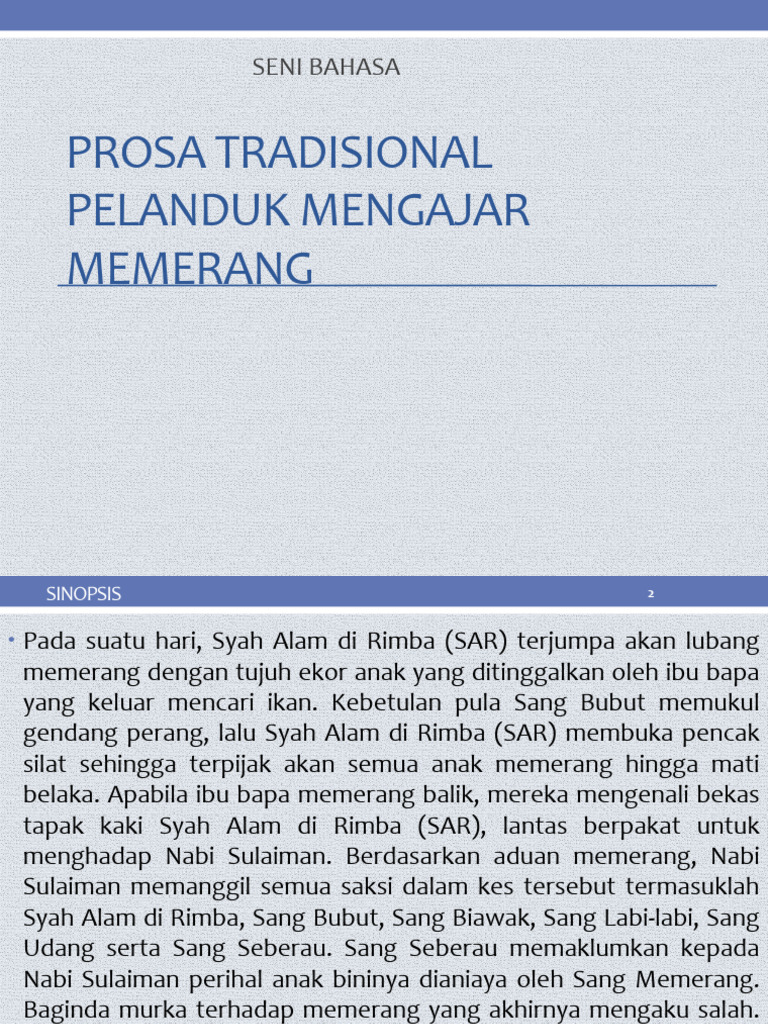 Prosa Tradisional - Pelanduk Mengajar Memerang New | PDF