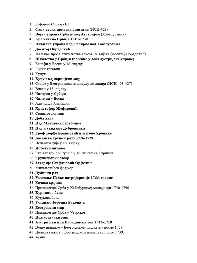 Balkanska II Pitanja Za Usmeni | PDF