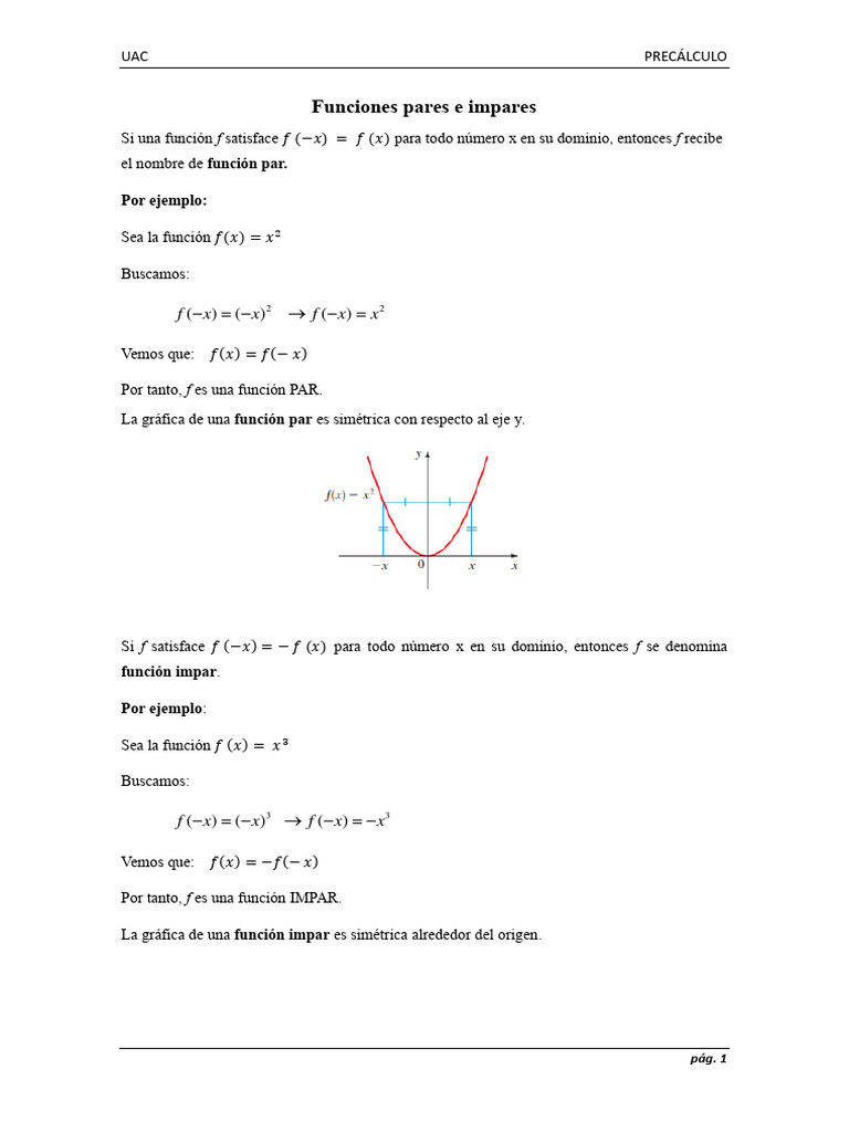 Funciones Pares e Impares | PDF Funciones Pares e Impares | PDF
