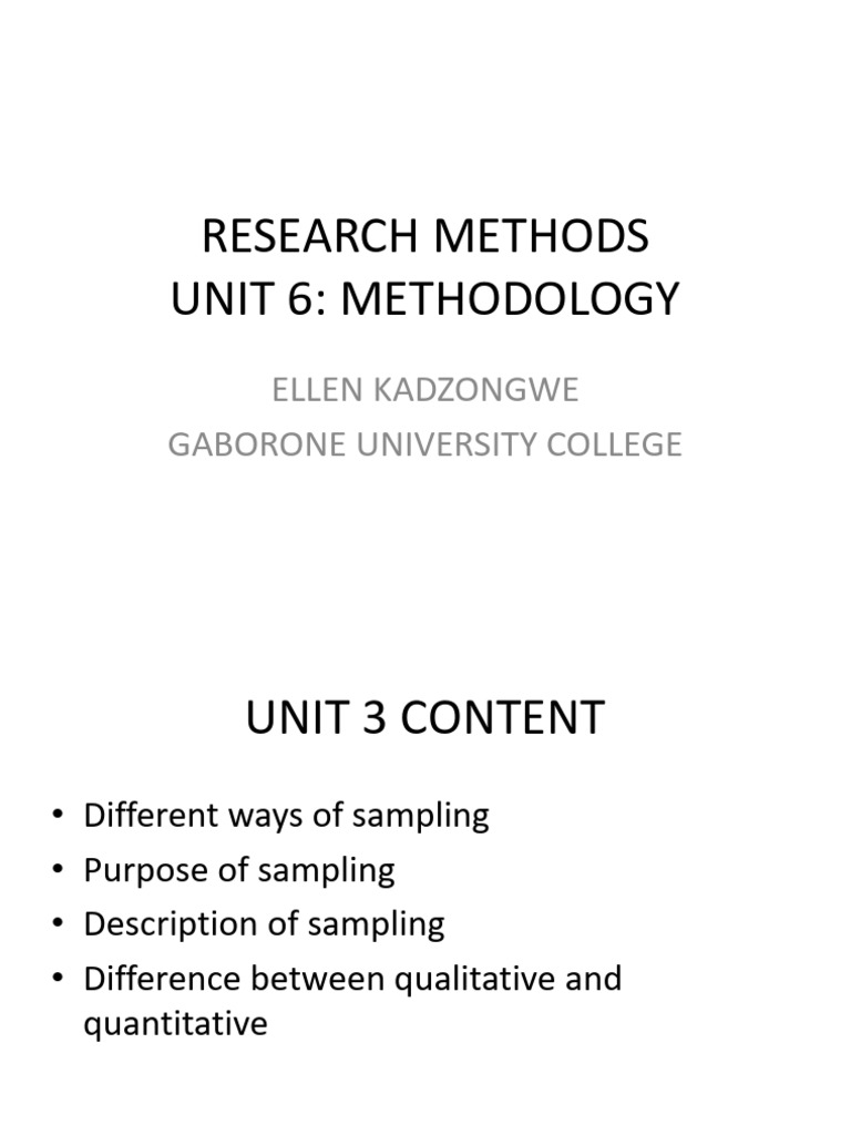RESEARCH METHODS Notes 3 (METHODOLOGY) - ELLEN | PDF
