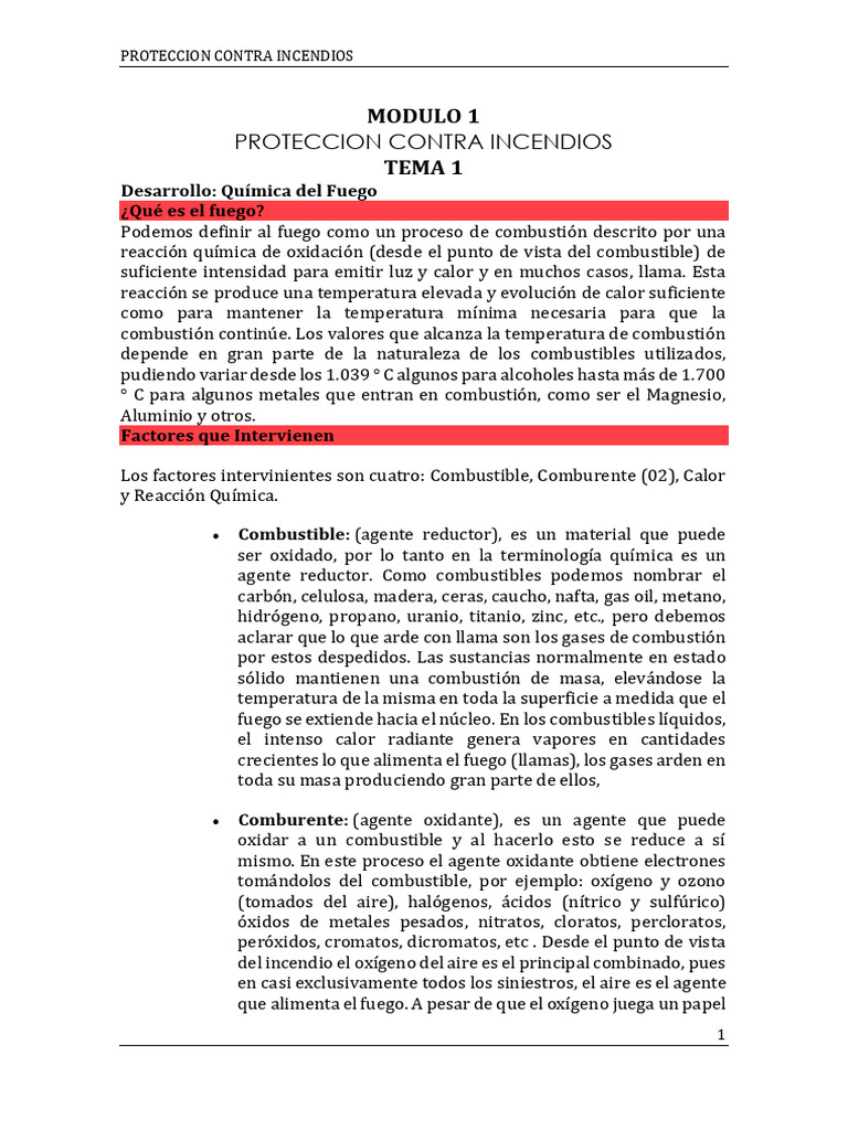 Mod 1-Proteccion Contra Incendios | PDF | Combustión | Combustibles