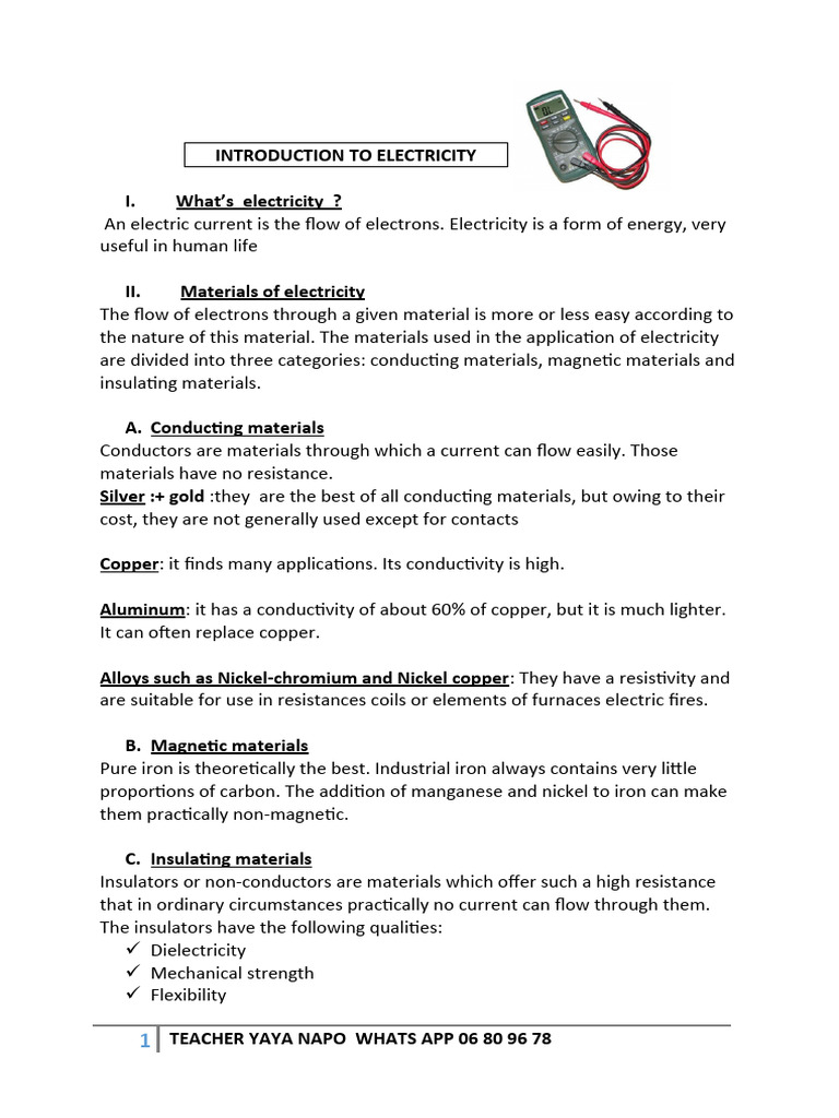 Introduction To Electricity | PDF