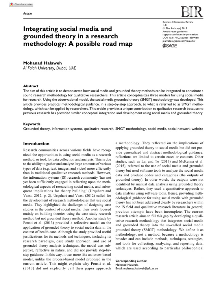 Integrating social media and grounded theory in a research | PDF