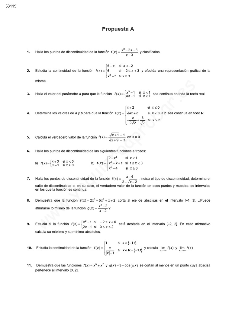 Examen Análisis 2 Bach | PDF