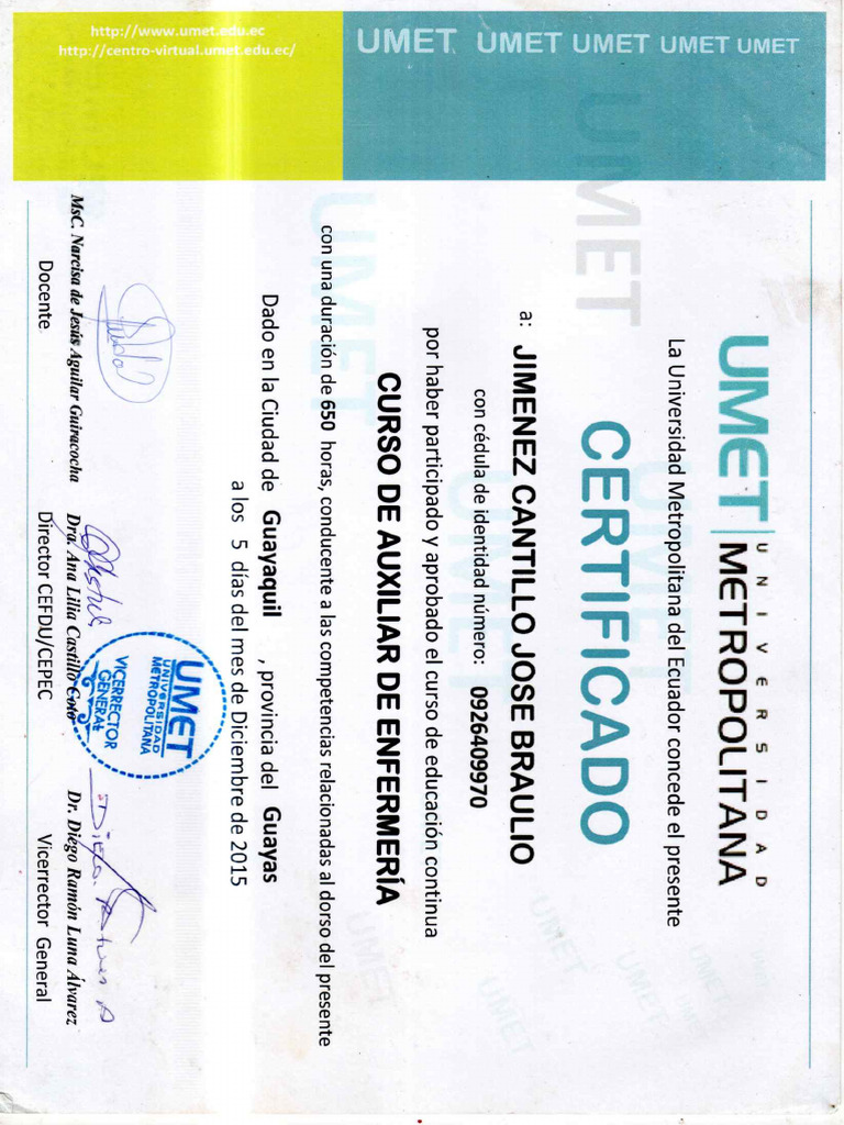 certificado UMET | PDF