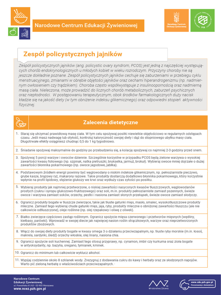 Zalecenia Dietetycy Zespol Policystycznych Jajnikow | PDF