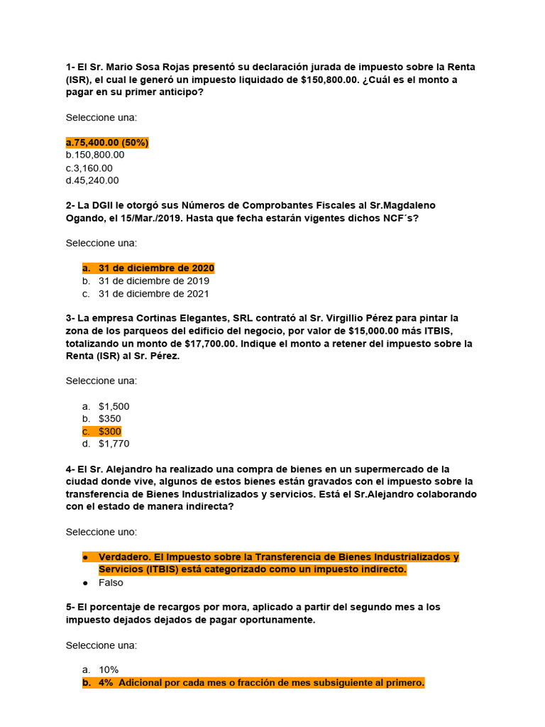 Examen Final de Impuesto | PDF
