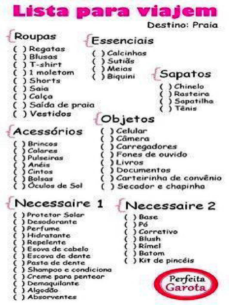 Lista de Viagem Checklist | PDF