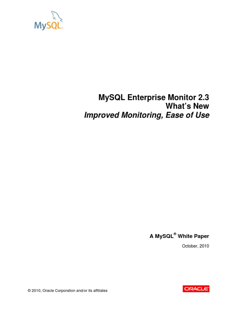 Mysql Enterprise Monitor 2.3 What'S New: Improved Monitoring, Ease of Use | PDF | My Sql ...