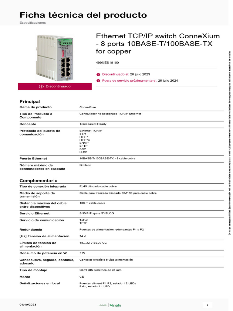 Modicon Switch - 499NES18100 | PDF | Protocolo de Control de ...