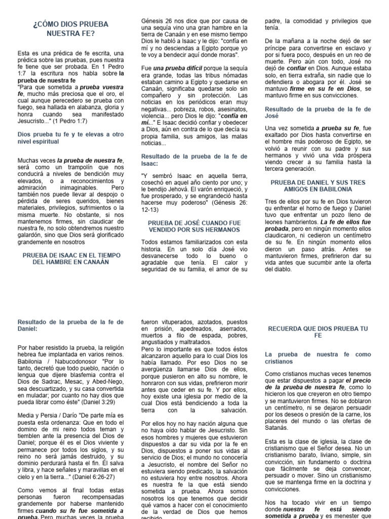 Cómo Dios Prueba Nuestra Fe Pdf