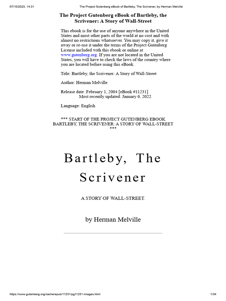 Bartleby, the Scrivener: Overview | PDF | History | Religion & Spirituality