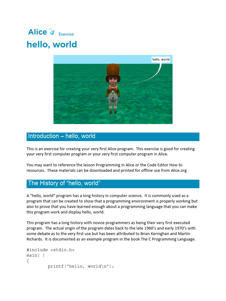 Exercise Hello World | PDF