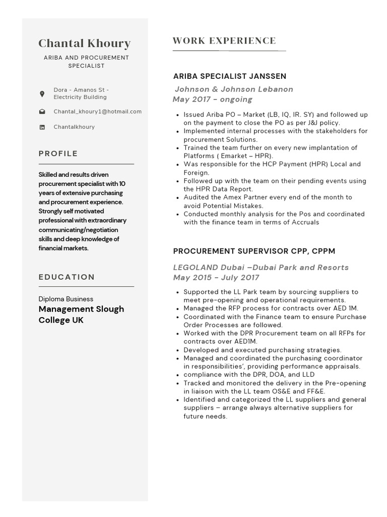 Chantal Khoury _ Procurement Specialist _ Resume | PDF Chantal Khoury _ Procurement Specialist _ Resume | PDF