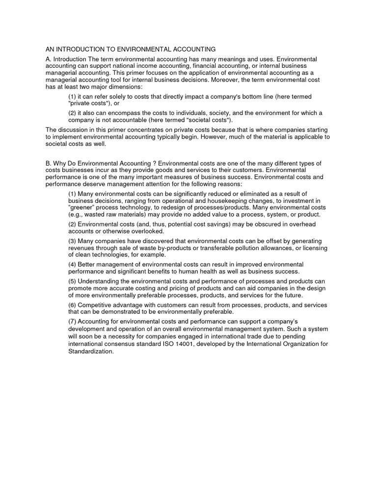 Understanding Environmental Accounting | PDF