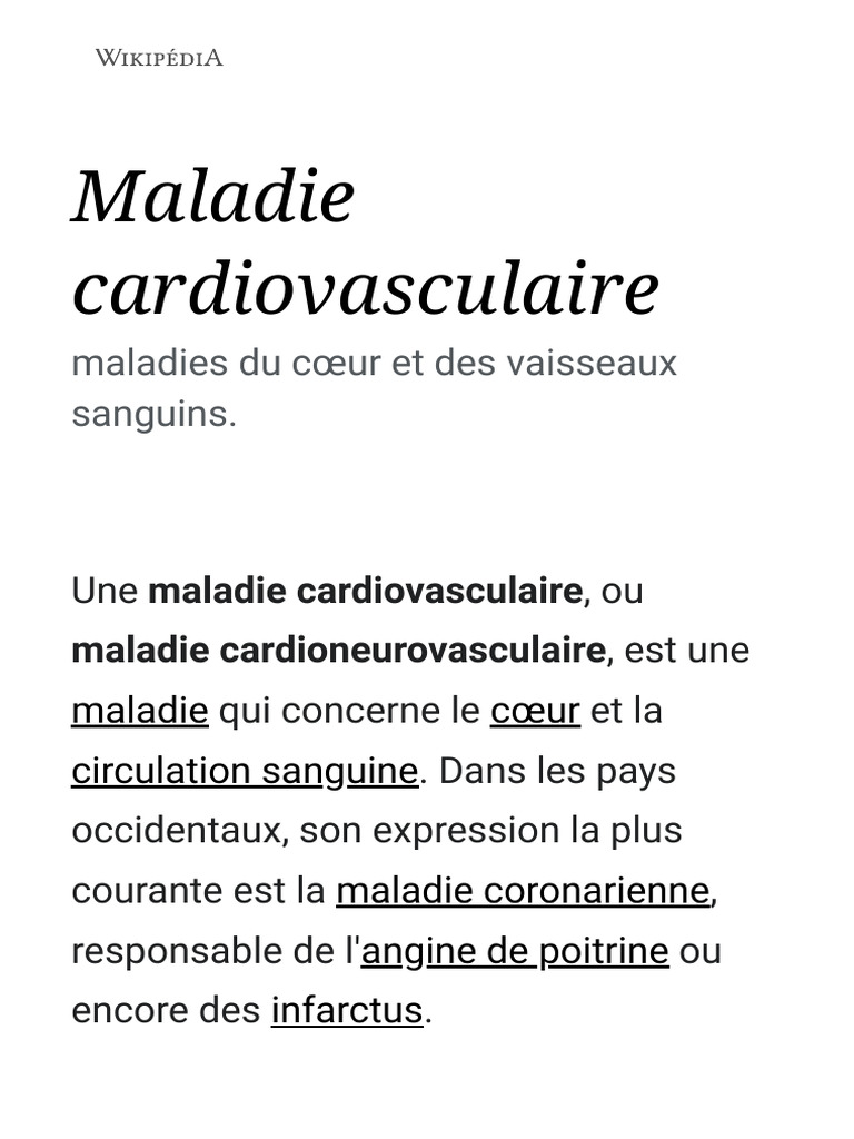 Maladie Cardiovasculaire - Wikipédia | PDF