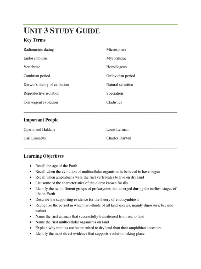 Biology Unit 3 Study Guide | PDF