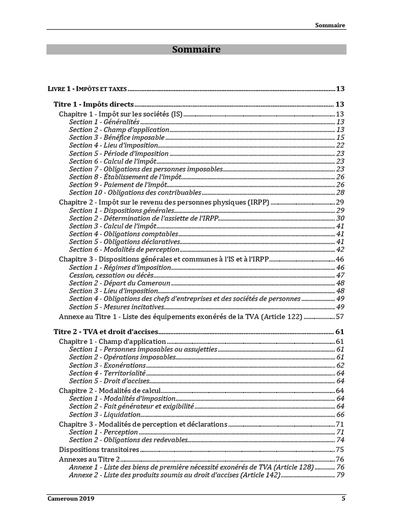 Cameroun CGI 2019 Sommaire | PDF
